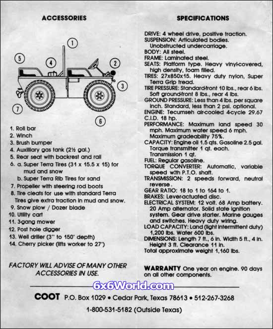6x6 World - Coot 4x4 Amphibious ATV
