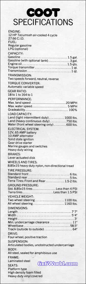 6x6 World - Coot 4x4 Amphibious ATV